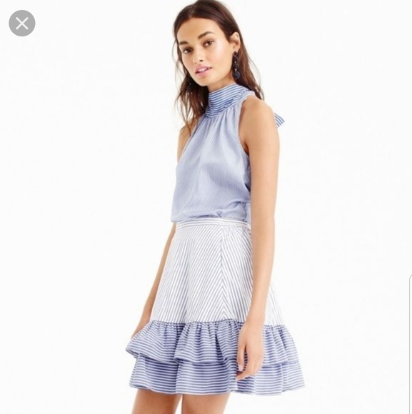 J Crew Skirts Jcrew Cocktail Striped Ruffle Skirt Poshmark